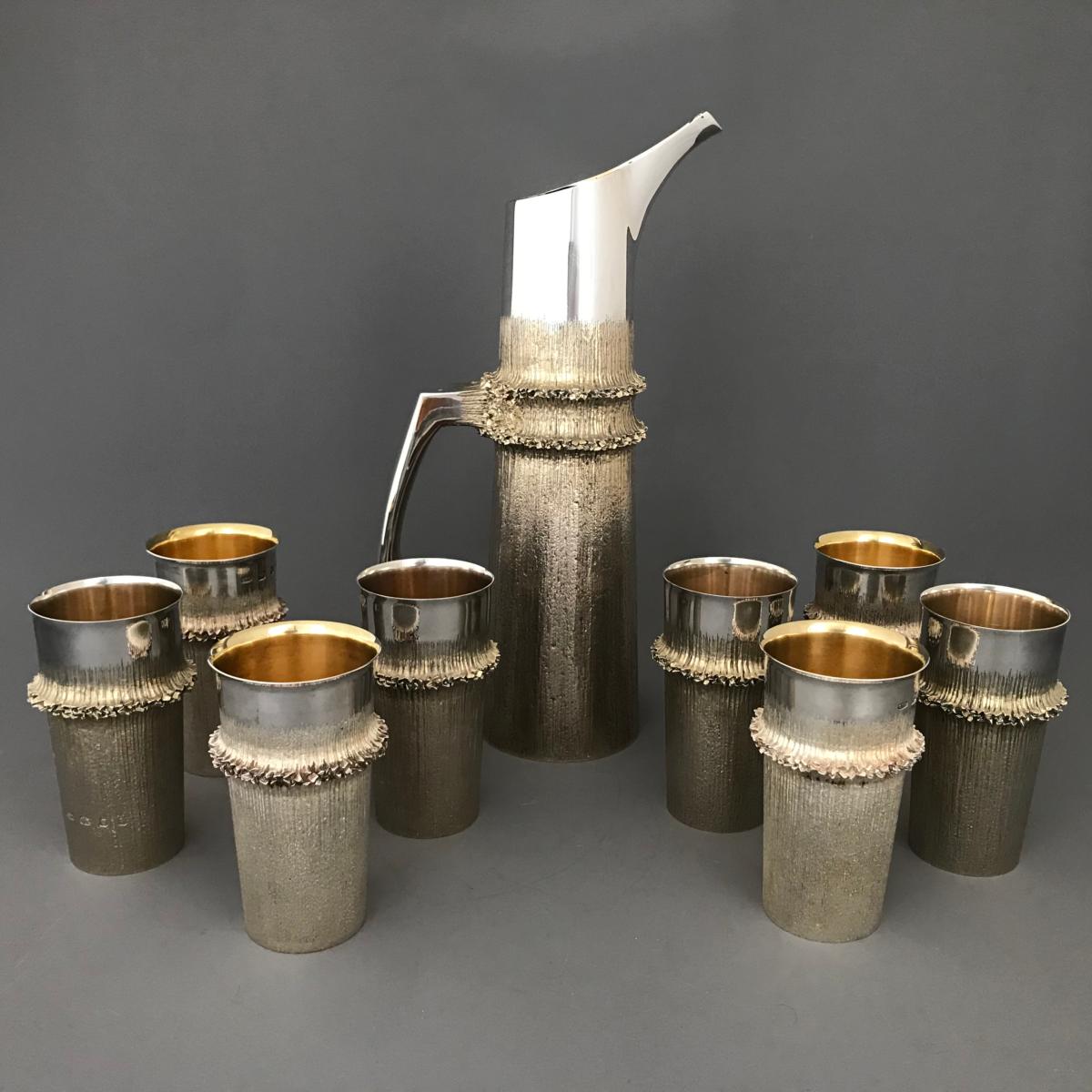 CHRISTOPHER LAWRENCE Silver WATER JUG + 8 BEAKERS – Styles Silver