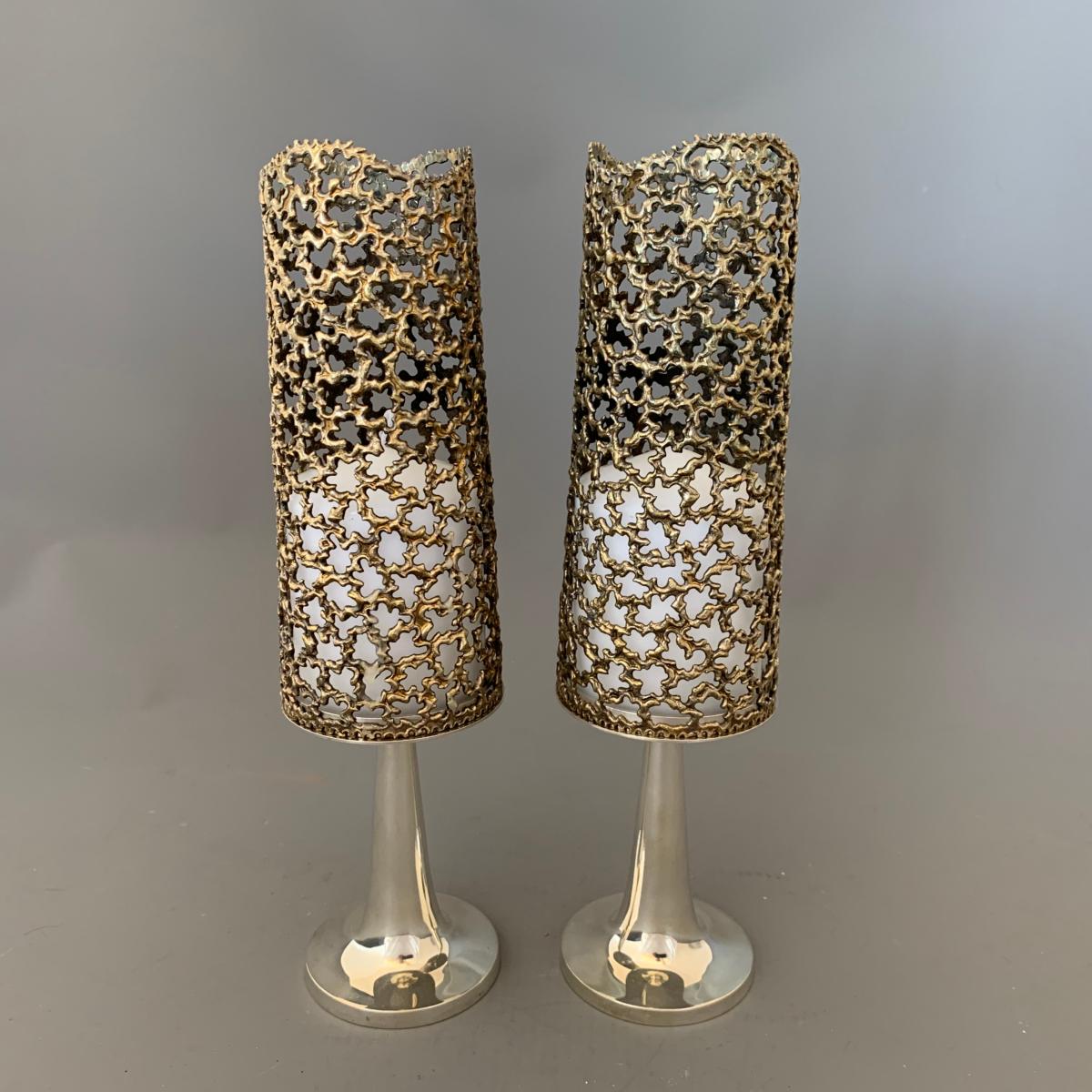 STUART DEVLIN Pair Silver CANDLESTICKS - STYLES SILVER of HUNGERFORD ...