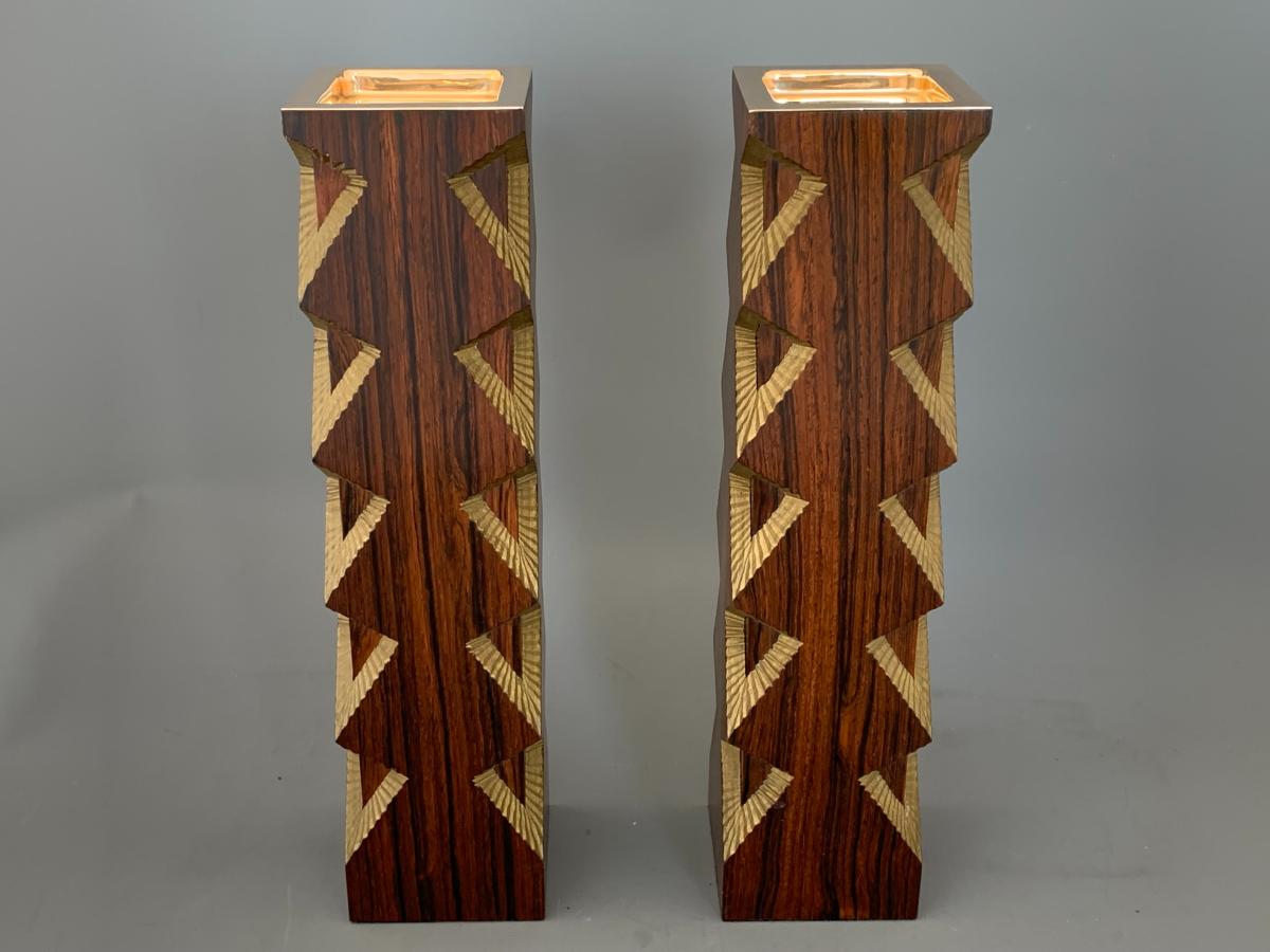 STUART DEVLIN Pair Large CANDLESTICKS - STYLES SILVER of HUNGERFORD ...