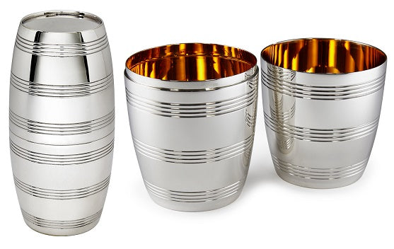 Silver Pair INTERLOCKING BARREL BEAKERS - STULES SILVER of HUNGERFORD ...