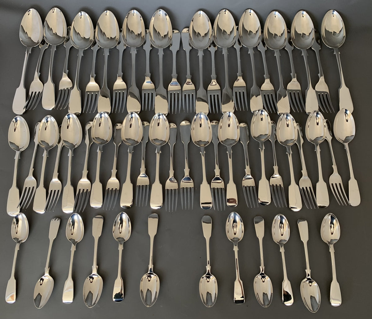 12 Place VICTORIAN EXETER Silver FIDDLE PATTERN - STYLES SILVER of ...