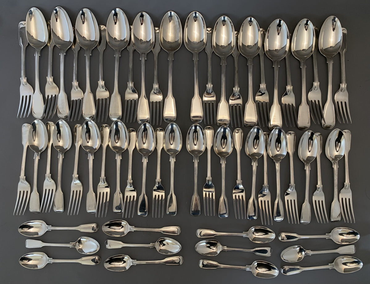 George Adams 12 Place VICTORIAN Silver FIDDLE & THREAD PATTERN - STYLES ...